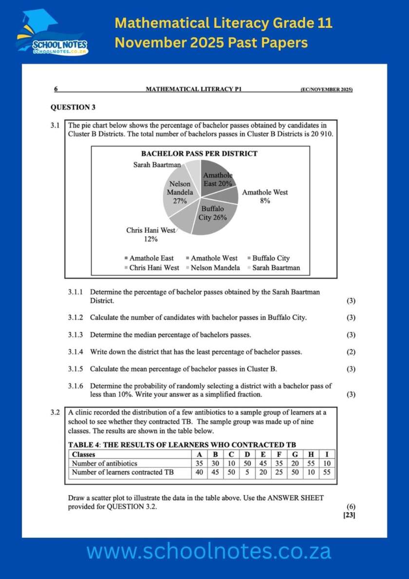 Mathematical Literacy Grade 11 November 2025 Past Papers - School Notes