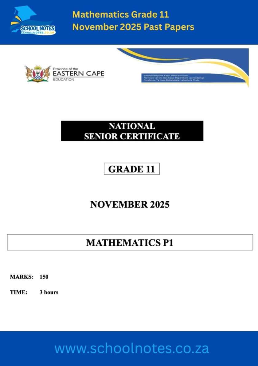 Mathematics Grade 11 November 2025 Past Papers - School Notes