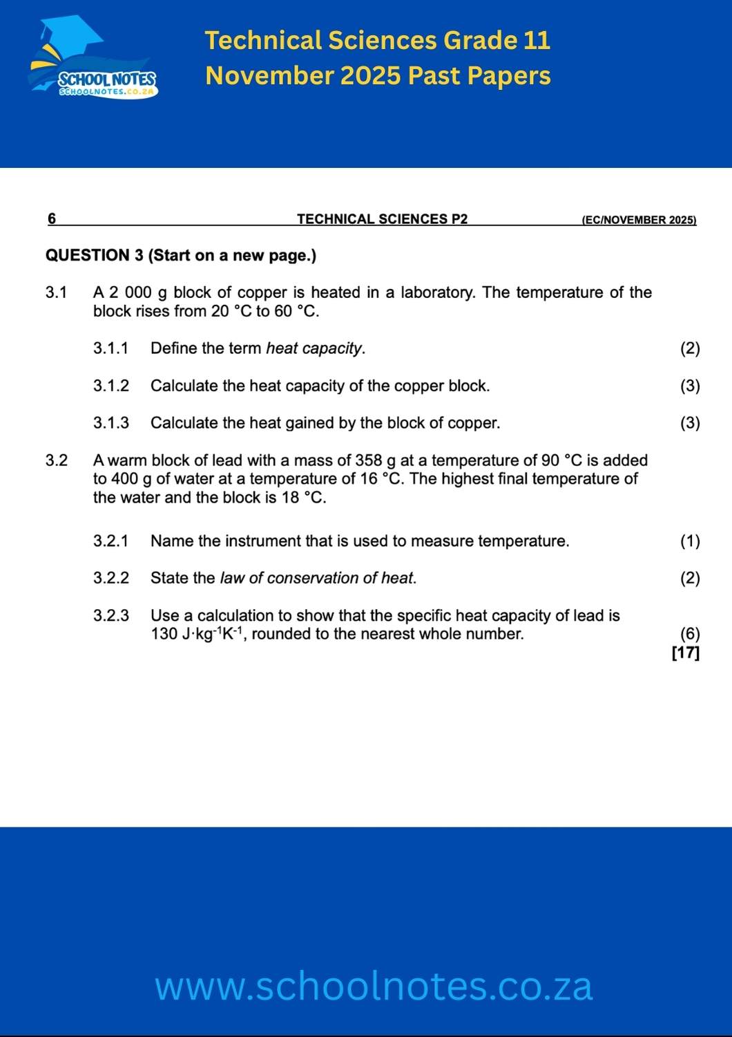 Technical Sciences Grade 11 November 2025 Past Papers - School Notes