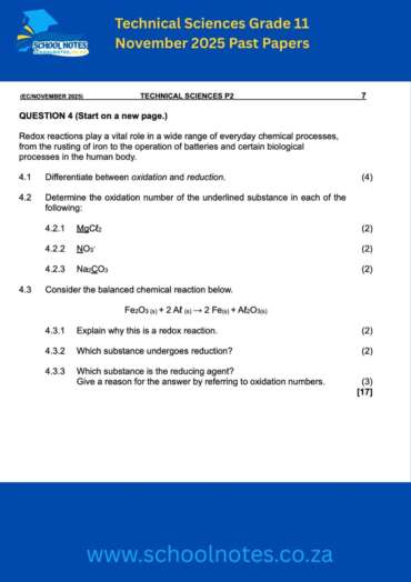 Technical Sciences Grade 11 November 2025 Past Papers - School Notes