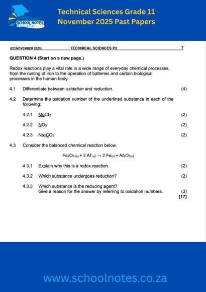 Technical Sciences Grade 11 November 2025 Past Papers - School Notes